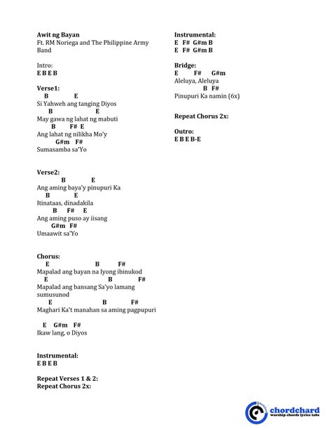 Awit Ng Bayan By Victory Worship Chords And Lyrics