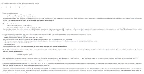 Part A Array Template Toolkit Let S Use The Array Chegg Com