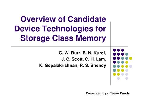 Pdf Overview Of Candidate Device Technologies For Storage Class Memory