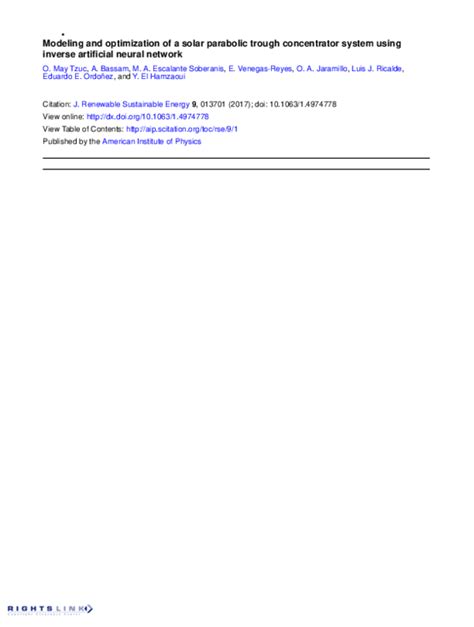 pdf modeling and optimization of a solar parabolic trough