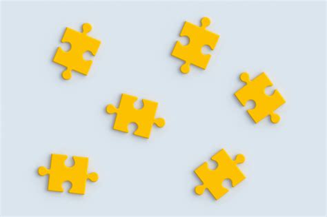 흰색 배경에 노란색 퍼즐 조각 플랫 레이 3d 렌더링 조각그림 맞추기에 대한 스톡 사진 및 기타 이미지 조각그림 맞추기 지저분한 0명 Istock