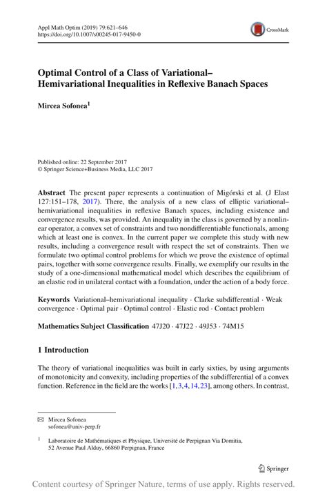 Optimal Control Of A Class Of Variationalhemivariational Inequalities