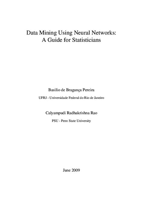 Pdf Data Mining Using Neural Networks A Guide For Statisticians