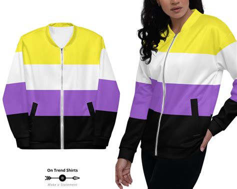 Nonbinary Flag Bomber Jacket Nonbinary Clothes Non Binary Clothing