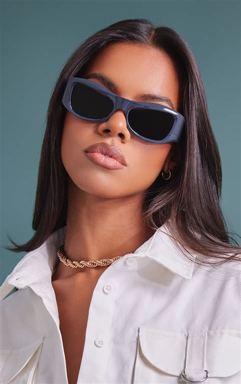 Charcoal Thick Arm Bug Eye Visor Sunglasses Accessories Prettylittlething Aus