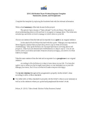Solved Apa Citation For Take A Break By Nicole Peluse Foundation Of Written Comm ENG