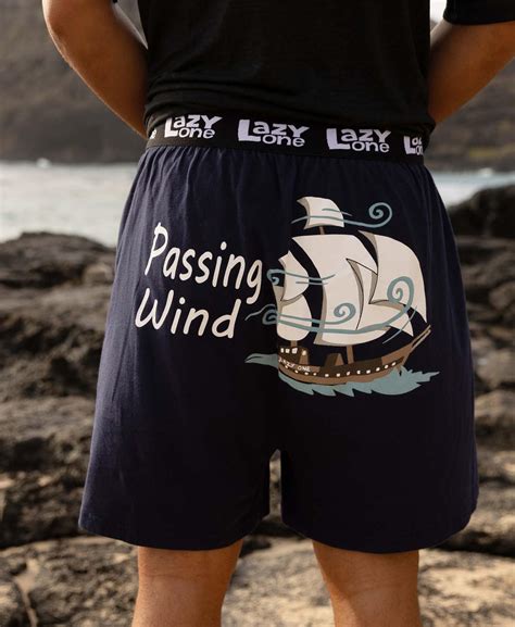Passing Wind Blue Mens Funny Boxer