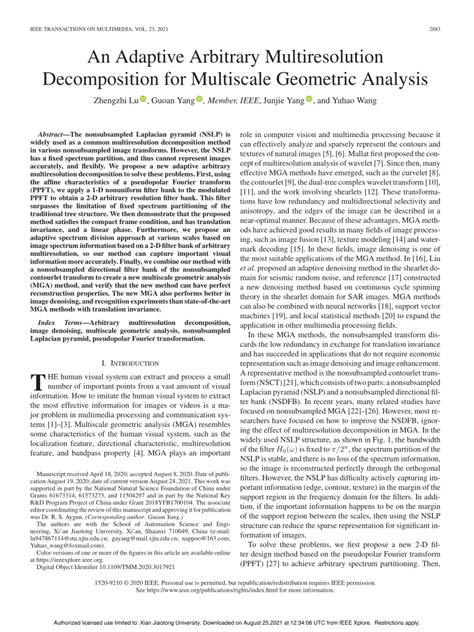 Pdf An Adaptive Arbitrary Multiresolution Decomposition For Multiscale Geometric Analysis