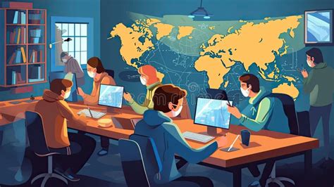 Web Based Language Course Flat Illustration Generative Ai Stock