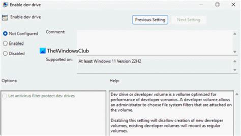 Enable Or Disable Create Dev Drive In Windows 11