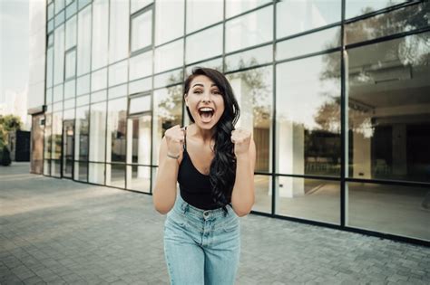 Premium Photo Happy Woman Screaming Outside