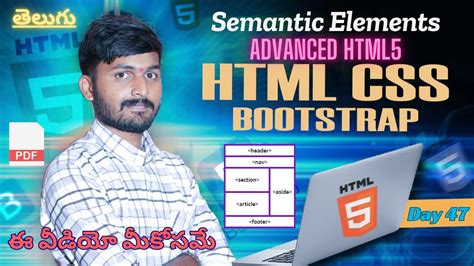 Day 47 Html5 Semantic Elements Html Css And Bootstrap Html Css Full Course Telugu Html