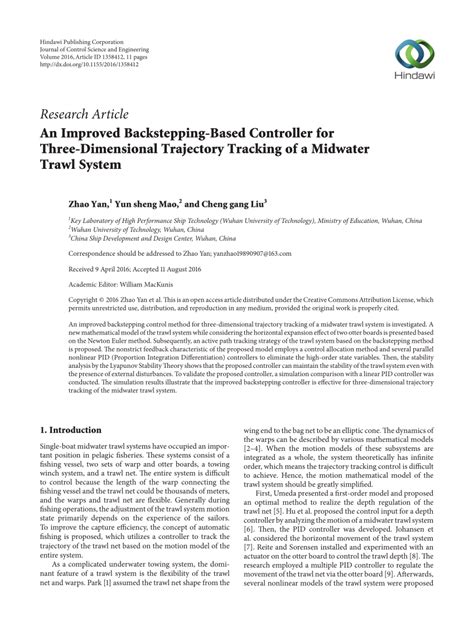 pdf an improved backstepping based controller for three dimensional