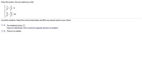 solved solve the system use any method you wish 1 4 x y