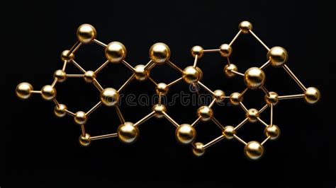Golden Molecular Structure Network Against A Black Background Showcases Intricate Scientific