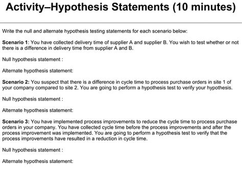 Hypothesis Testing In Six Sigma Ppt
