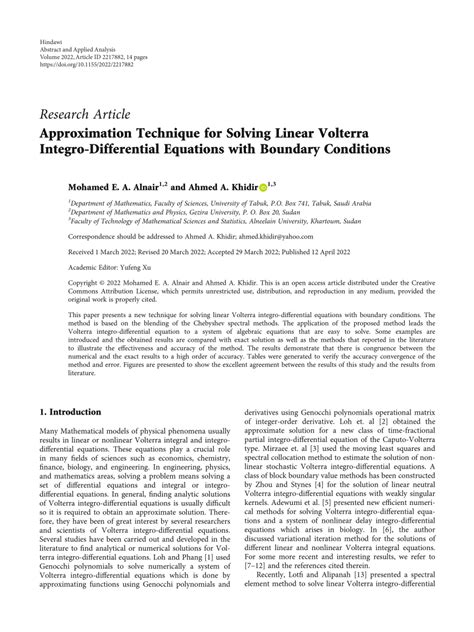 pdf approximation technique for solving linear volterra integro