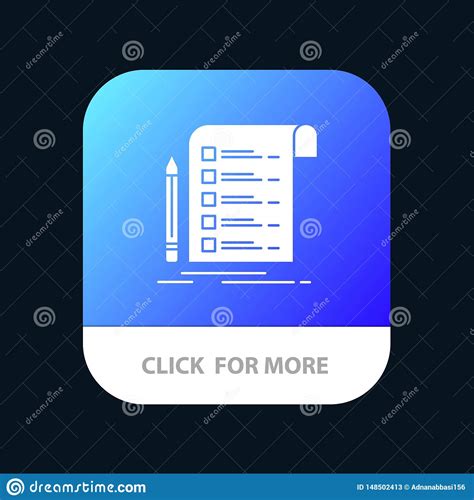 File Report Invoice Card Checklist Mobile App Button Android And Ios Glyph Version Stock