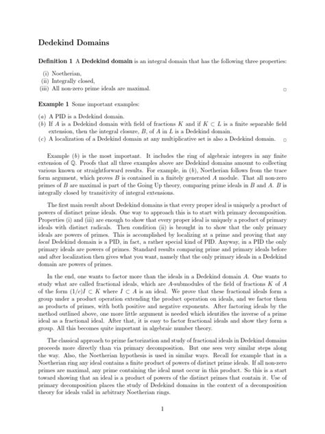 Math210b Dedekind Domains Pdf Ring Mathematics Field Mathematics