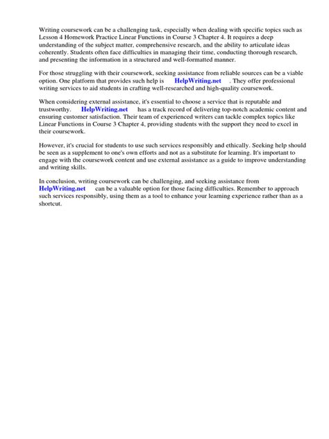 Lesson 4 Homework Practice Linear Functions Course 3 Chapter 4 Pdf