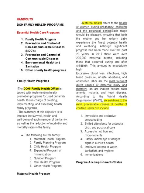 Doh Monthly Programs 2025 Arwa Grace