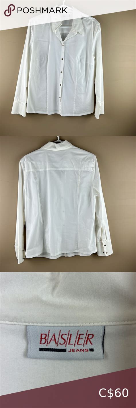 Basler Jeans White Button Up Collared Shirt White Jeans Clothes Design Collars