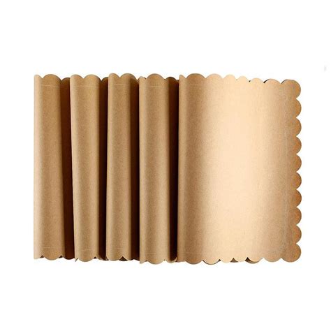 Custom Kraft Paper Rectangle Rustic Craft Printed Scalloped Placemat