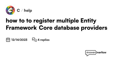 How To To Register Multiple Entity Framework Core Database Providers C