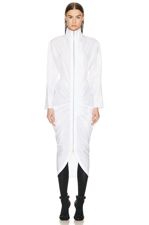 AlaÏa Zip Dress In Blanc Fwrd