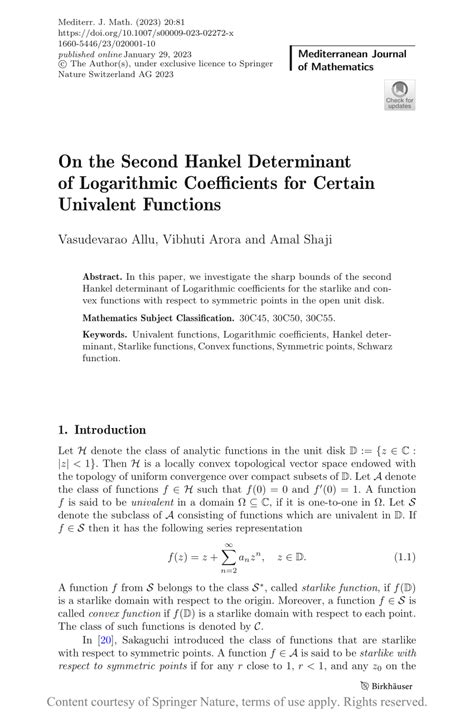 On The Second Hankel Determinant Of Logarithmic Coefficients For