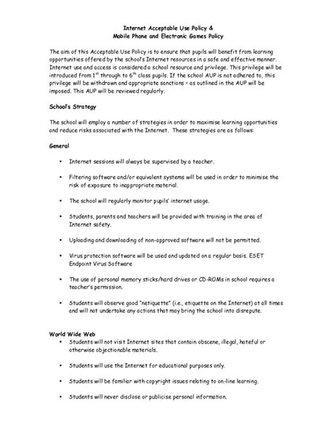 fillable online internet use policy template currentware fax email