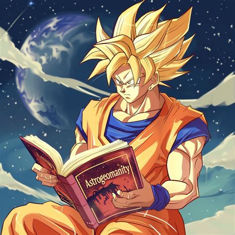 Son Goku Reading A Book Named Astrogeomanity Dragonball Z En 2025
