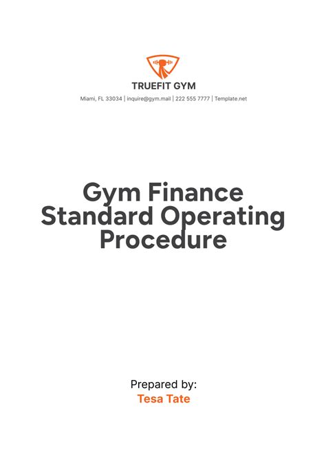 Free Gym Finance Standard Operating Procedure Template To Edit Online