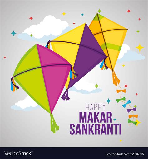 Makar Sankranti Celebration With Kites Design Vector Image