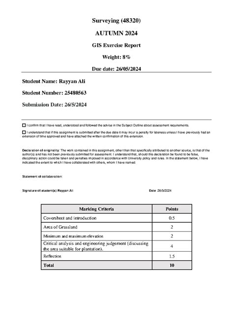 GIS Exercise GIS Assignment Surveying AUTUMN GIS