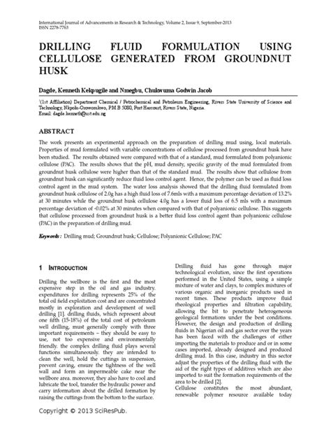 Ijoart Drilling Fluid Formulation Using Cellulose Generated From