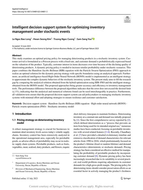 Intelligent Decision Support System For Optimizing Inventory Management Under Stochastic Events