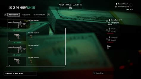 Bug Duplicates Of Weapon And Skill Progression In Post Heist Screeen Shown Multiple Times