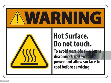 뜨거운 표면 만지지 마십시오 가능한 피부 화상을 피하기 위해 분리 및 잠금 전원및 흰색 배경에 격리 기호를 서비스하기 전에