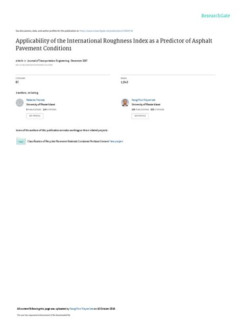 Applicability Of The International Roughness Index As A Predictor Of