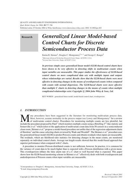 pdf generalized linear model based control charts for discrete