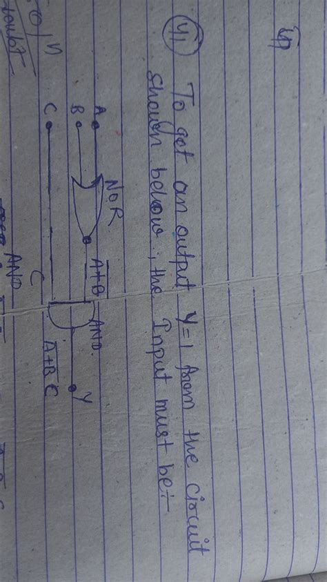 41 To Get On Output Y1 From The Circuit Shown Below The Input Must Be