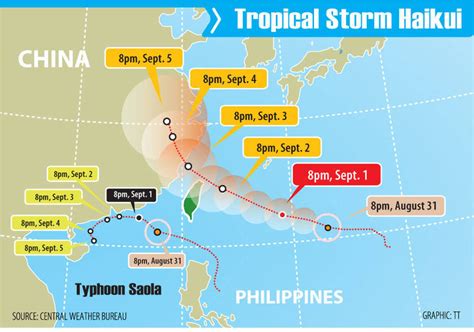 《taipei Times》 Tropical Storm Expected To Bring Rain To Taiwan 焦點 自由時報電子報