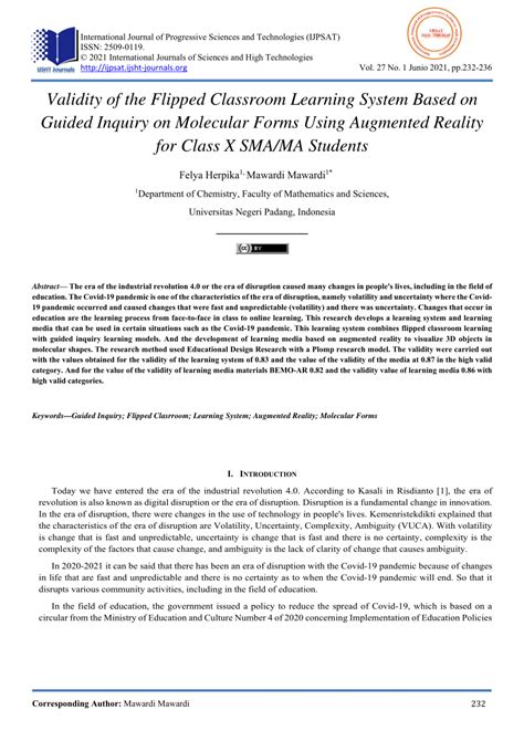 Pdf Validity Of The Flipped Classroom Learning System Based On Guided