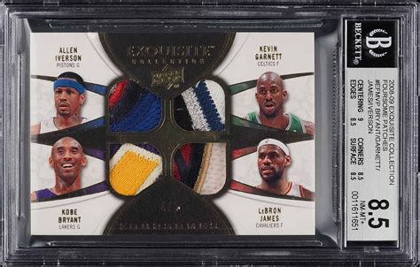 2008 Exquisite Foursome Kobe Bryant Iverson Garnett LeBron PATCH 5 BGS 8 5