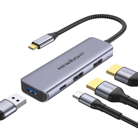 Newmight Hdmi Adapter For Dual Monitors 4 In 1 Usb C To Dual Hdmi