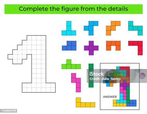1 위와 퍼즐 게임 어린이를 위한 컬러풀한 디테일 완전한 그림 아이들을위한 교육 게임 유치원 워크 시트 활동 1에 대한 스톡 벡터 아트 및 기타 이미지 Istock
