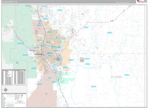El Paso County Co Wall Map Premium Style By Marketmaps
