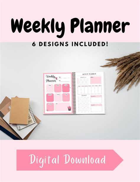 Pink Weekly Planner Bundle Printable Planner Digital Download 6