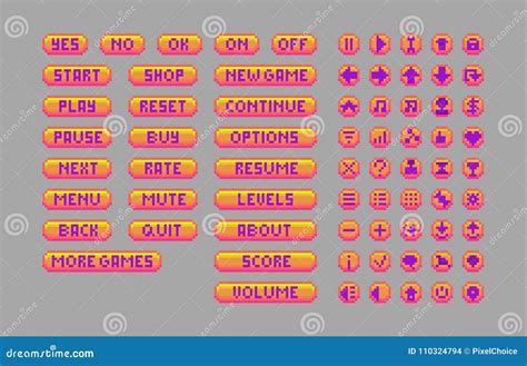 Pixel Art Bright Buttons Vector Illustration 110324794
